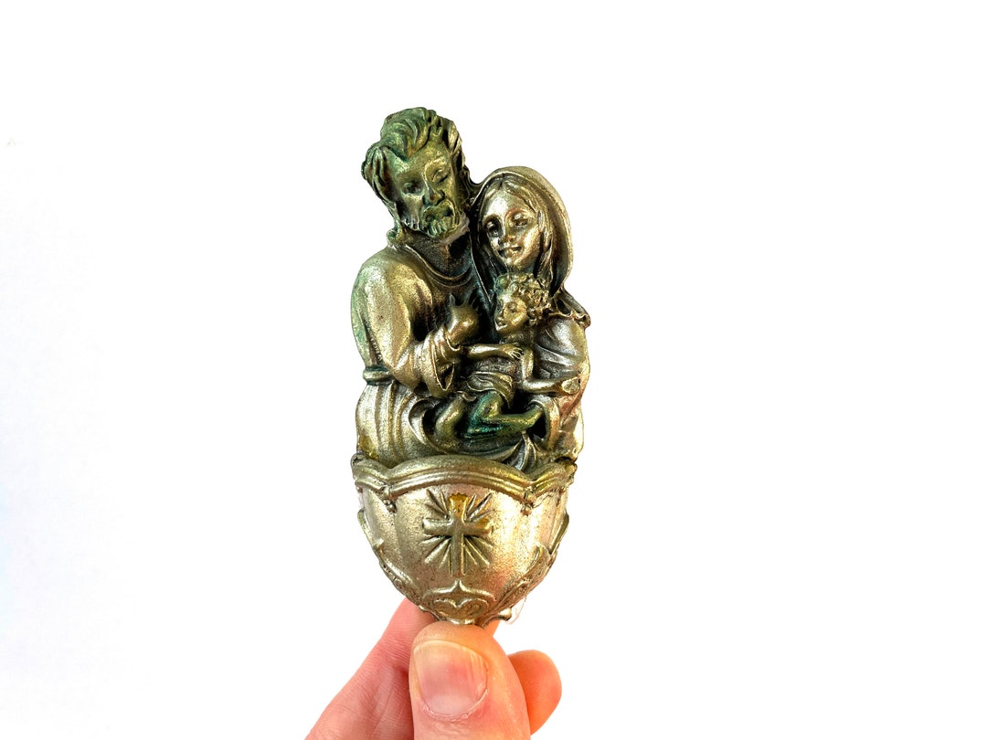 Vintage Holy Water Font With Holy Family Jesus Virgin Mary Joseph Wall ...