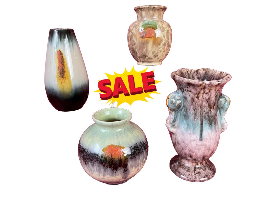 Last Chance * West Germany Pottery Vase Set: Mid-century Modern ...
