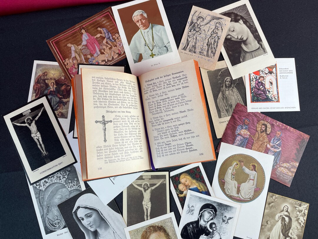Vintage Prayer Book With Cards 1950s Germany Novena Missal Bible Gothic ...