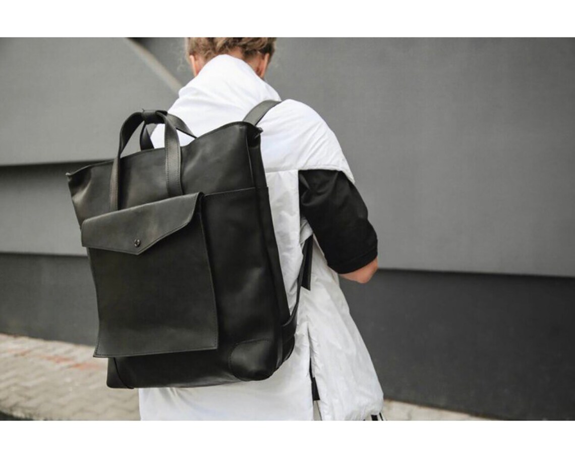 Leather Convertible Bag Backpackleather Backpack | Etsy