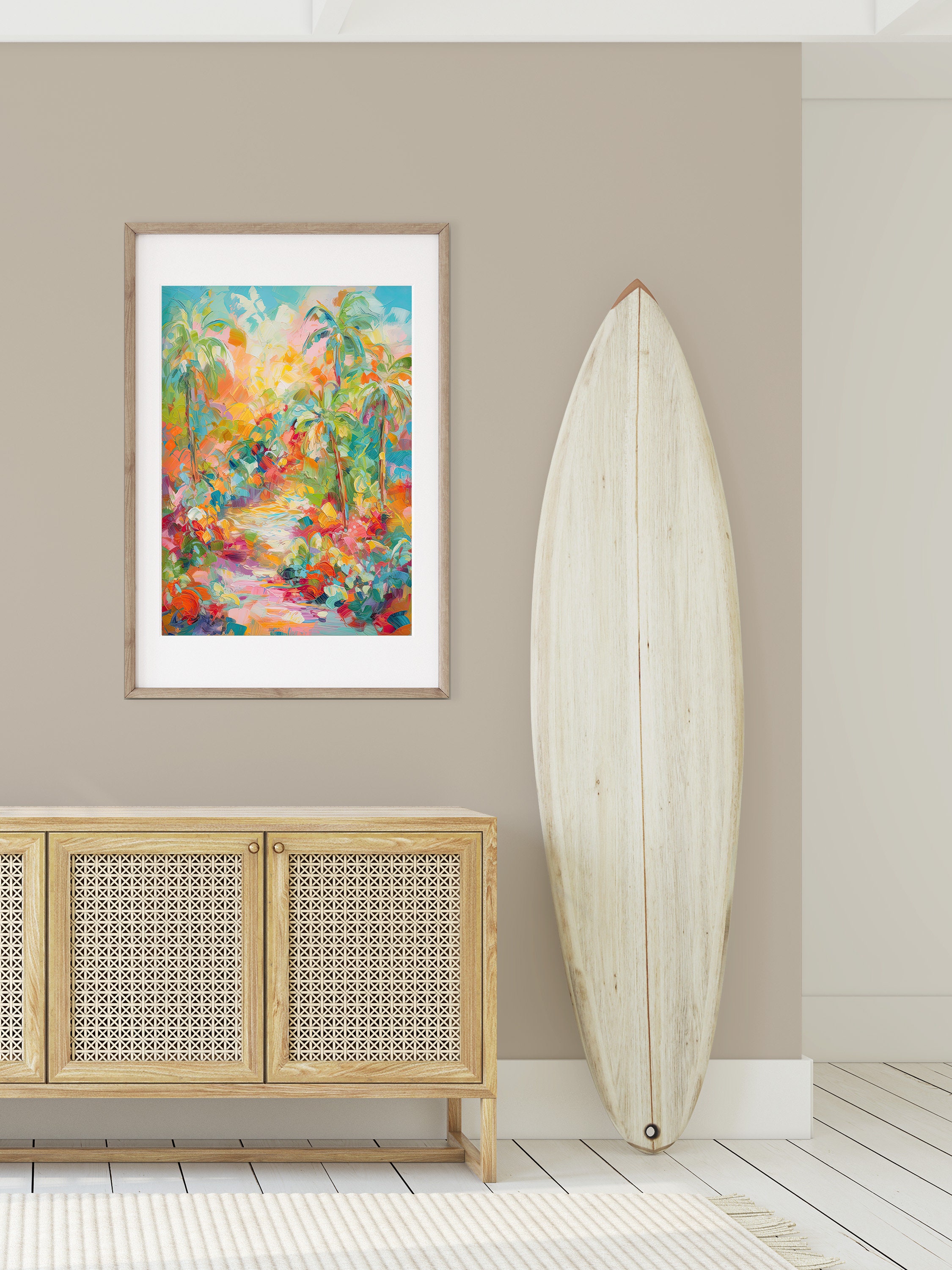 Tropical Beach Abstract Painting Digital Download, Colorful Coastal ...