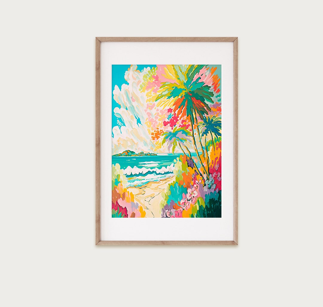 Tropical Oasis Abstract Painting Digital Download, Colorful Tropical ...