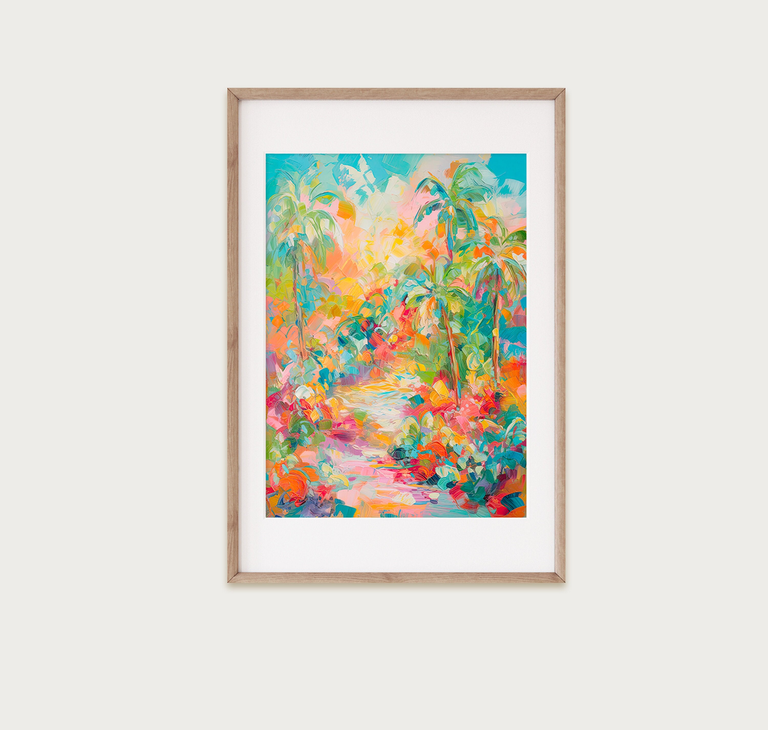 Tropical Beach Abstract Painting Digital Download, Colorful Coastal ...
