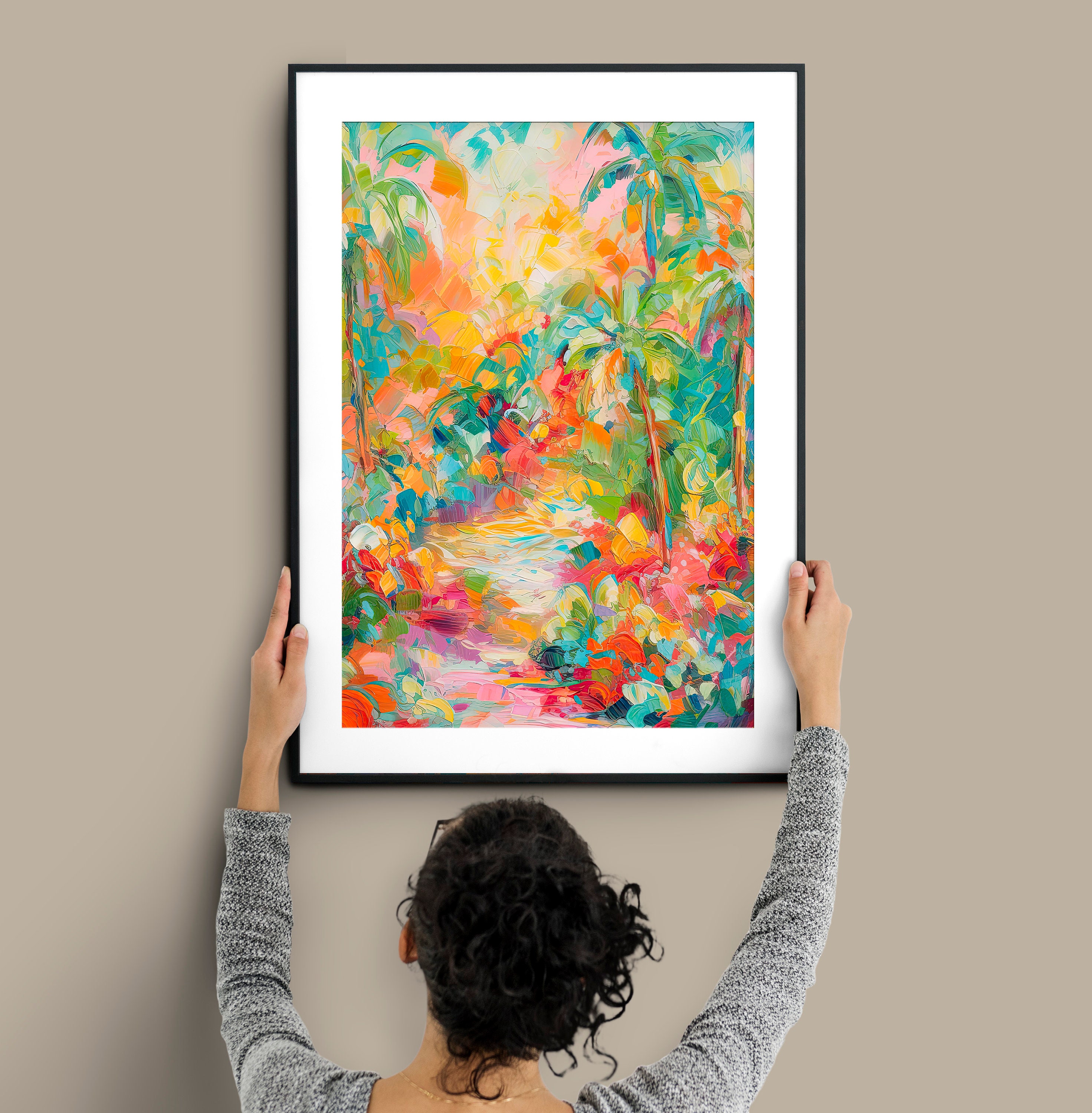 Tropical Beach Abstract Painting Digital Download, Colorful Coastal ...