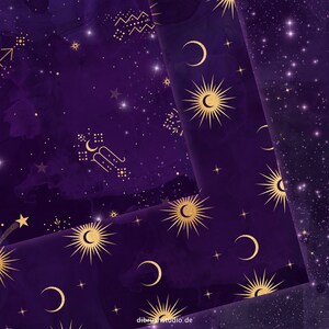 Purple Night Digital Paper Seamless Textures, Celestial Watercolor ...