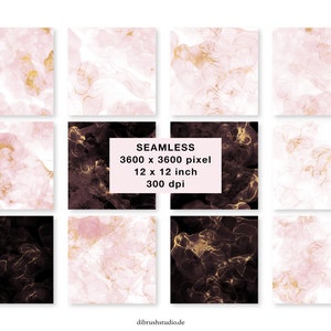 Alcohol Ink Pink Gold Marble Digital Paper Seamless Textures, Glitter ...