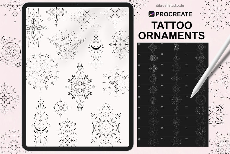 Procreate Ornament Tattoo Stamp Brushes Ornate Brushes - Etsy