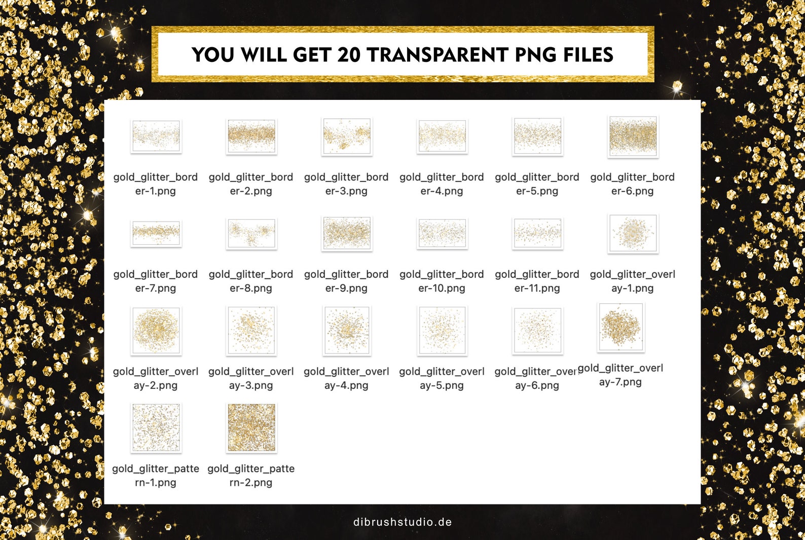 Seamless Gold Glitter Confetti Clipart Borders Clip Art, Gold Shimmer ...