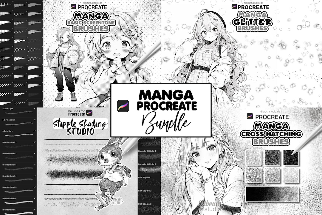 Procreate Manga Bundle • Screentone Brushes • Halftone Comic Brushes ...