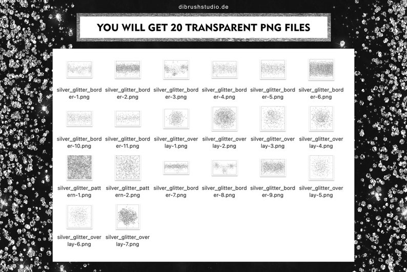 Seamless Silver Glitter Confetti Clipart Borders Clip Art - Etsy