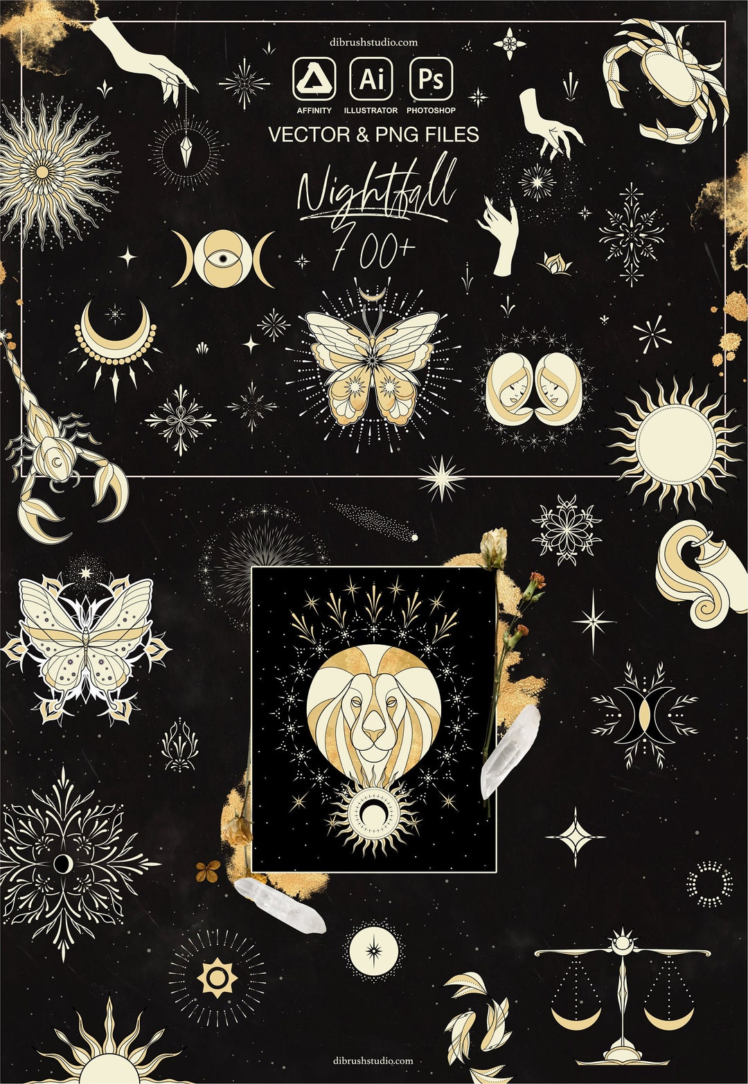 Nightfall - Clipart & Vector Collection - Magic, Celestial Vector Icons ...