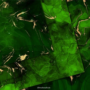 Alcohol Ink Green Gold Marble Digital Paper Seamless Textures, Glitter ...