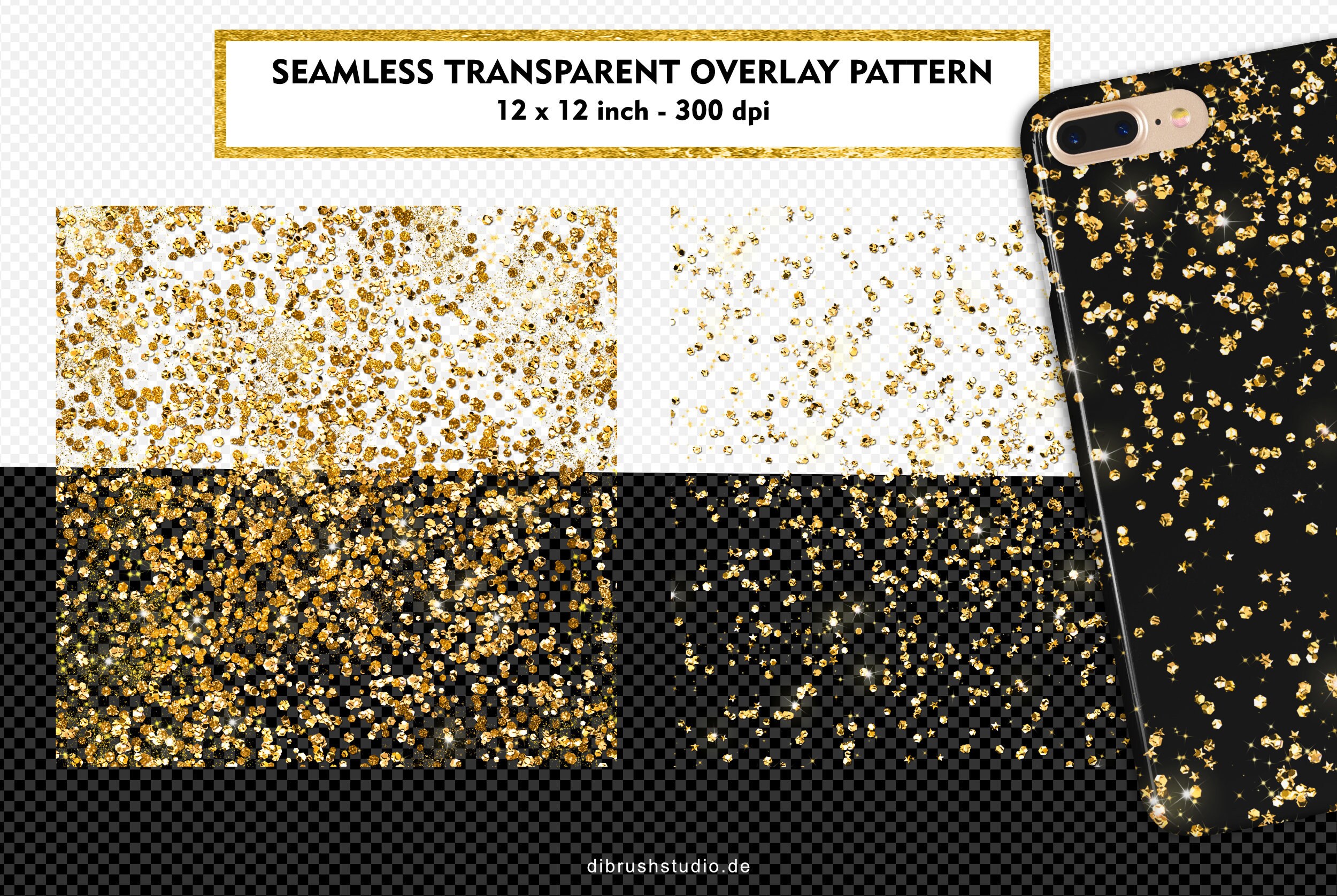 Seamless Gold Glitter Confetti Clipart Borders Clip Art - Etsy