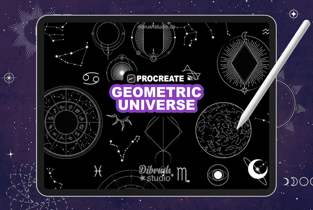 Procreate ∙ Geometric Universe Stamps ∙ Brushes, Tattoo, Moon ...