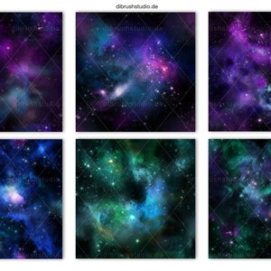 Galaxy Night Digital Paper Seamless Textures, Celestial Night Sky ...