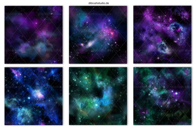 Galaxy Night Digital Paper Seamless Textures Celestial - Etsy
