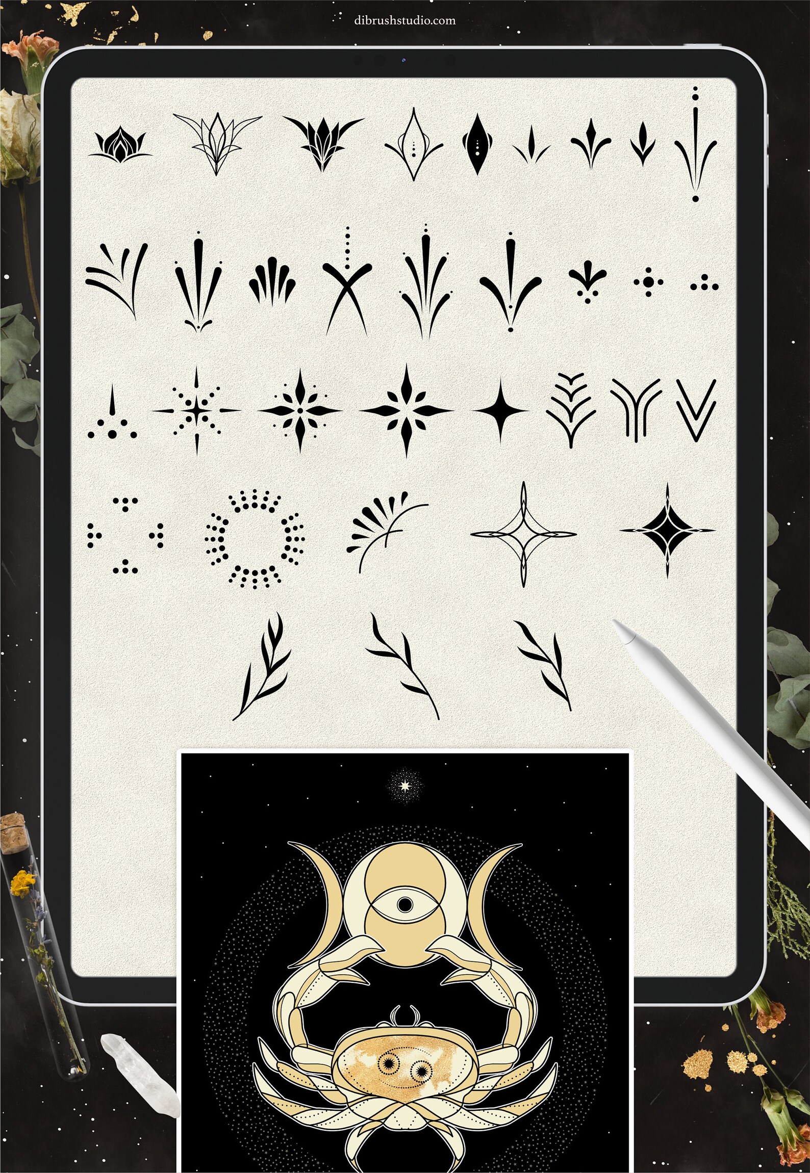 Procreate Nightfall 175 Brushes Fineline Tattoo | Etsy
