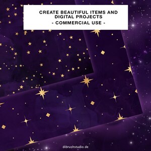 Purple Night Digital Paper Seamless Textures, Celestial Watercolor ...