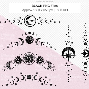 Moon Phases Svg, Crescent Moon Svg, Moon Divider Svg, Celestial Divider ...