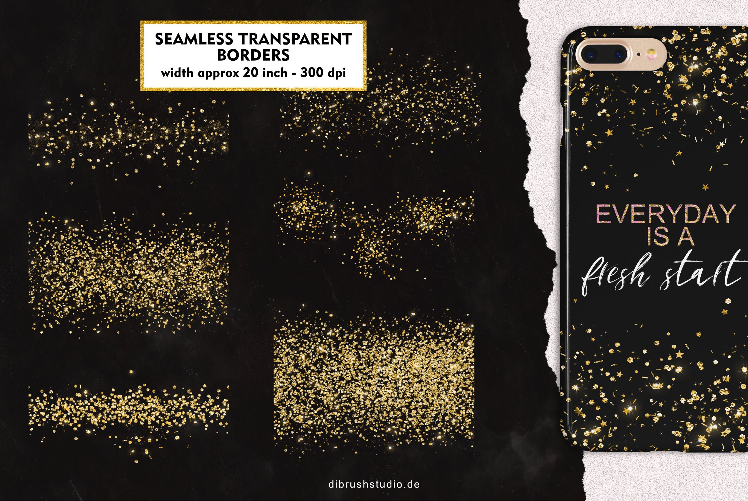 Seamless Gold Glitter Confetti Clipart Borders Clip Art - Etsy