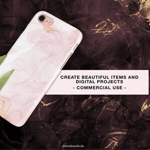 Alcohol Ink Pink Gold Marble Digital Paper Seamless Textures, Glitter ...