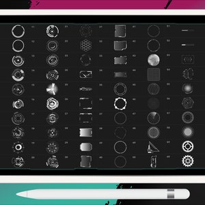 60 Procreate Brushes - Cyber Tech Stamps Tattoo Pattern Brush ...