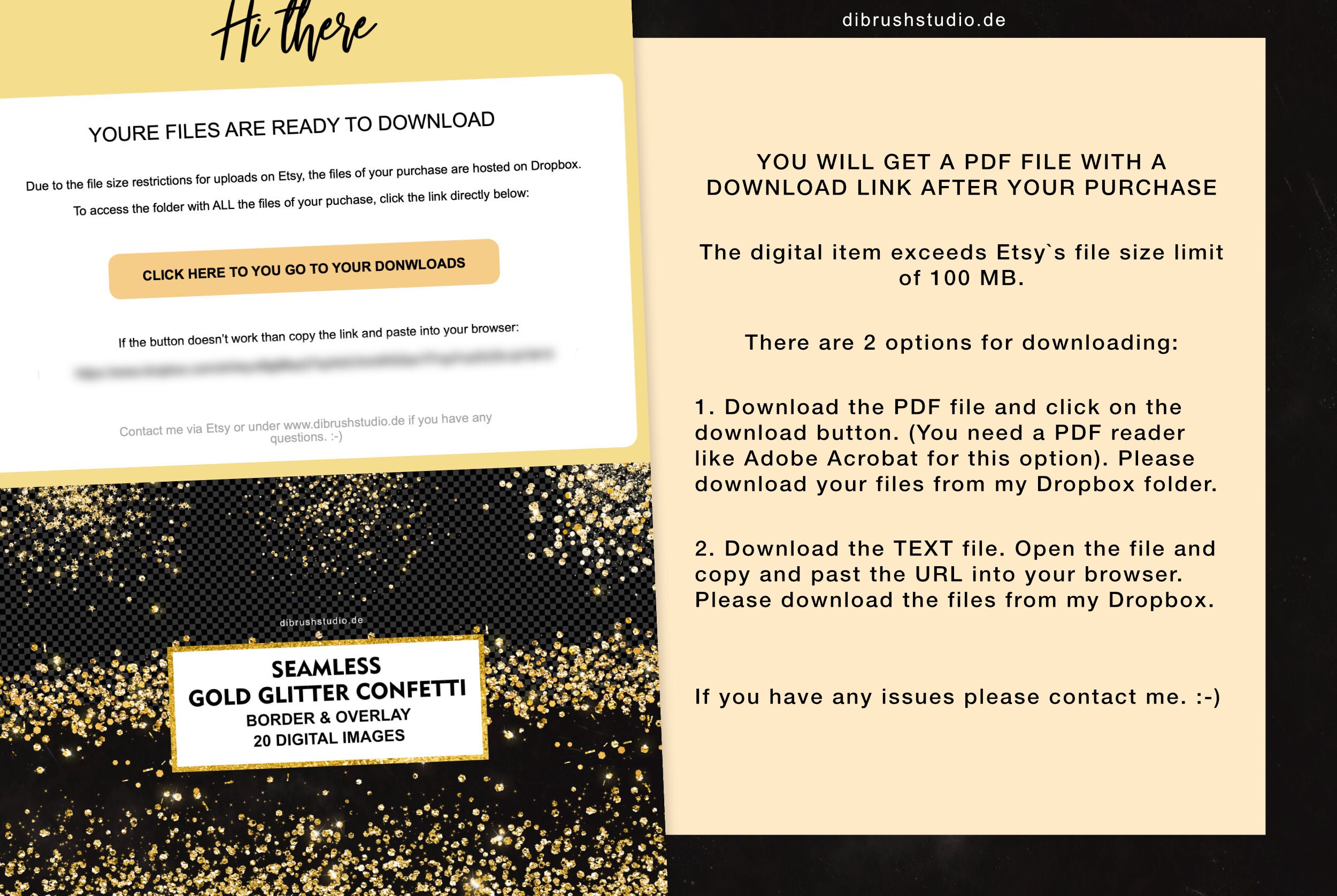 Seamless Gold Glitter Confetti Clipart Borders Clip Art - Etsy