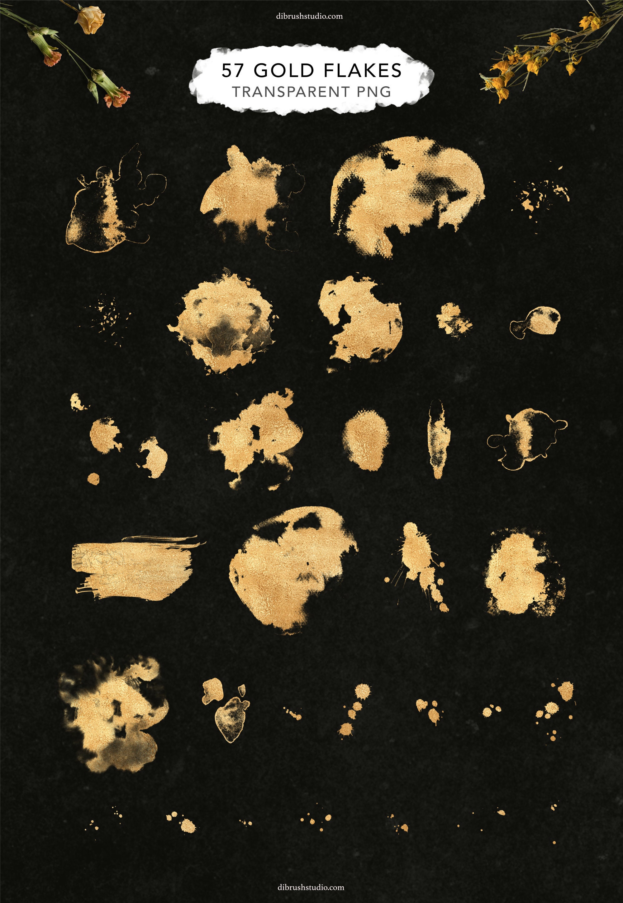 Gold Foil Flake PNG Clipart Overlays Gold Grunge Gold Stain - Etsy