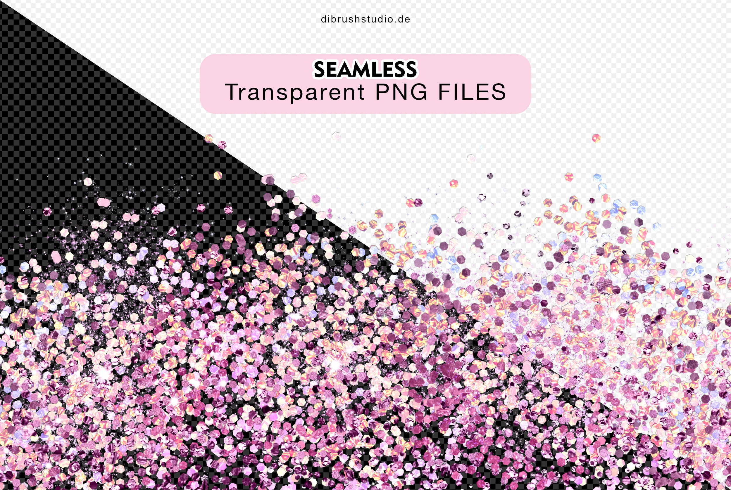 Seamless Pink Glitter Confetti Clipart Borders Clip Art - Etsy