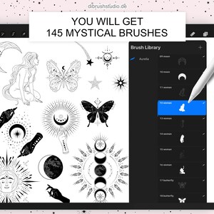 Procreate - Aurelia - 145 Brushes, Witchcraft, Magic Hand, Moon, Stars ...