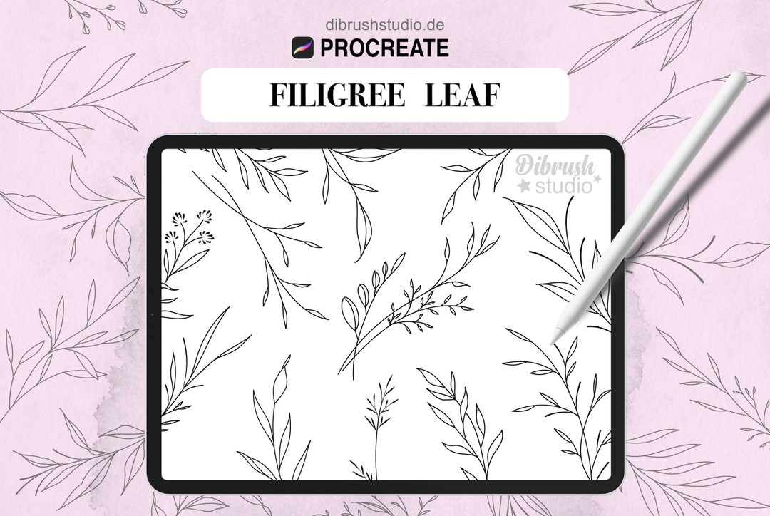 Procreate ∙ Filigree Leaf Tattoo Fineline Stamps ∙ Commercial Use ∙ ...
