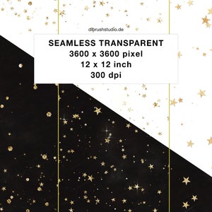 Starry Night Overlay Seamless, Gold Star Transparent Confetti Overlay ...