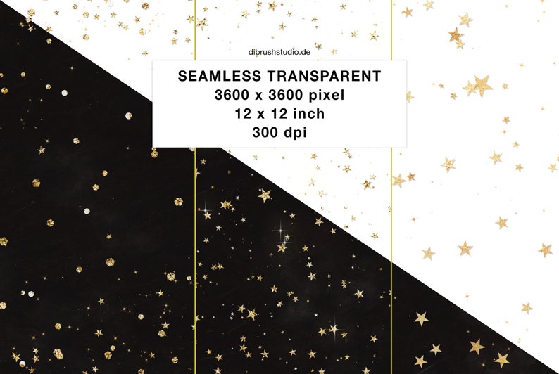 Starry Night Overlay Seamless, Gold Star Transparent Confetti Overlay ...