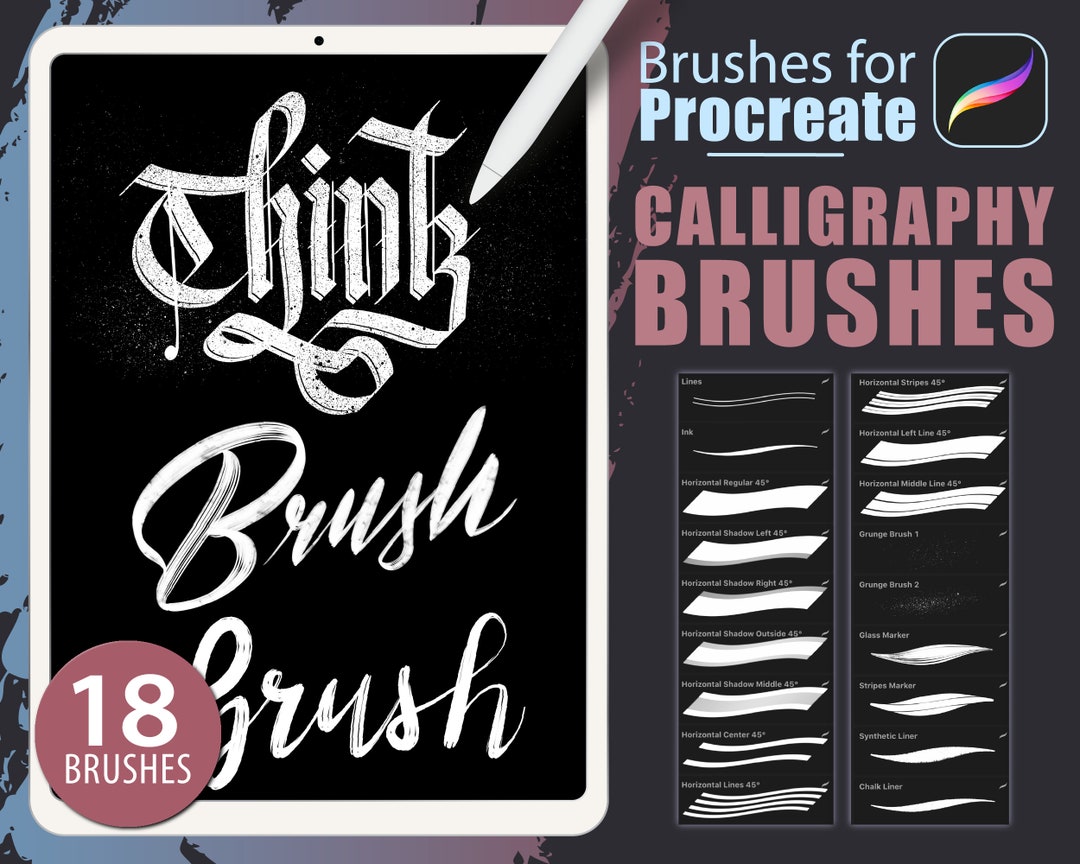 18 Procreate Lettering and Calligraphy Brushes - Handwriting Writing ...