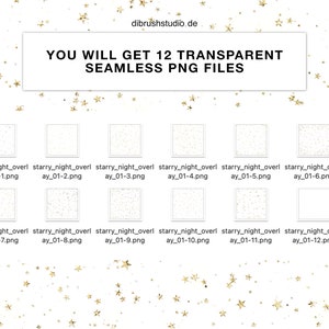 Starry Night Overlay Seamless, Gold Star Transparent Confetti Overlay ...