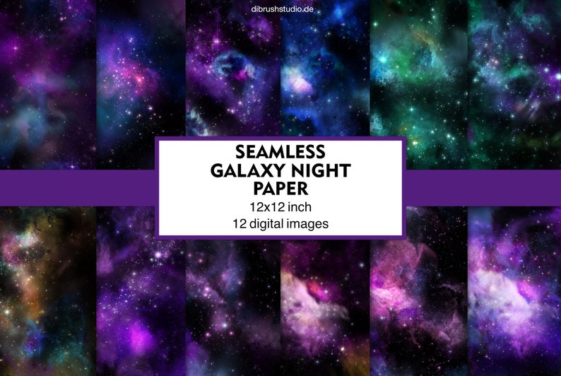 Galaxy Night Digital Paper Seamless Textures Celestial - Etsy