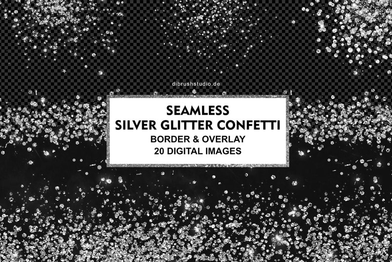 Seamless Silver Glitter Confetti Clipart Borders Clip Art - Etsy