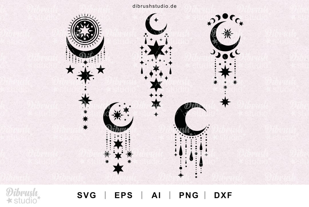 Moon Phases Svg, Crescent Moon Svg, Moon Divider Svg, Celestial Divider ...