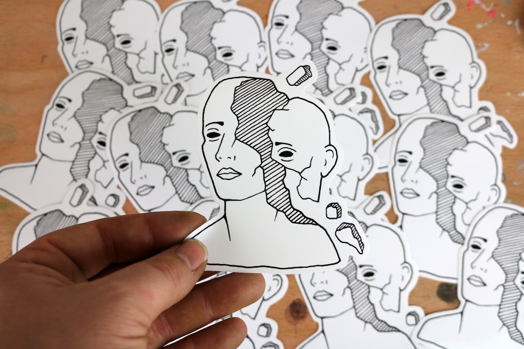 Collapsing Face Sticker - Etsy