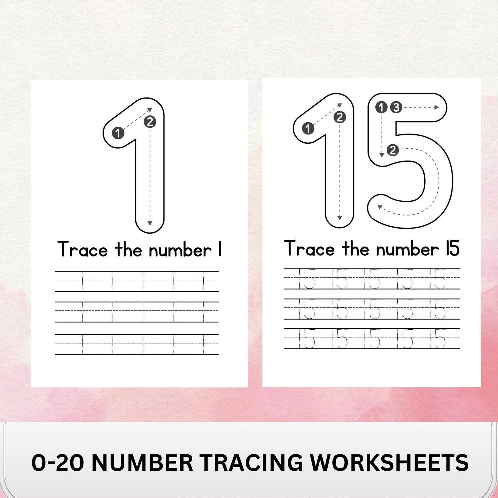 20 Number Tracing Worksheets, Traceable Numbers, Preschool Worksheets ...