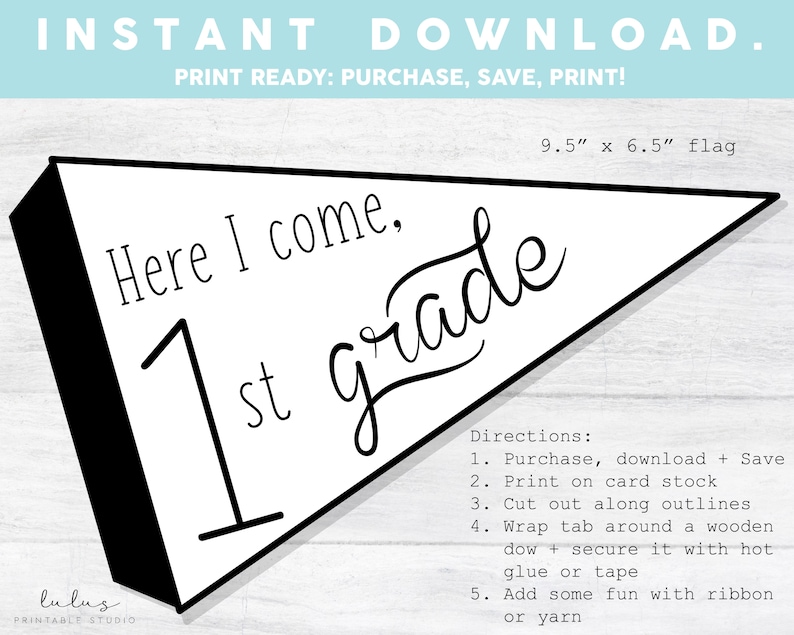 First Day of School Flag Printable First Day of 1st Grade - Etsy