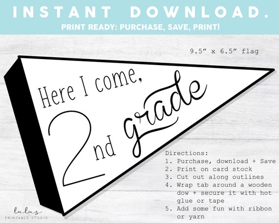 First Day of School Flag Printable First Day of 2nd Grade | Etsy