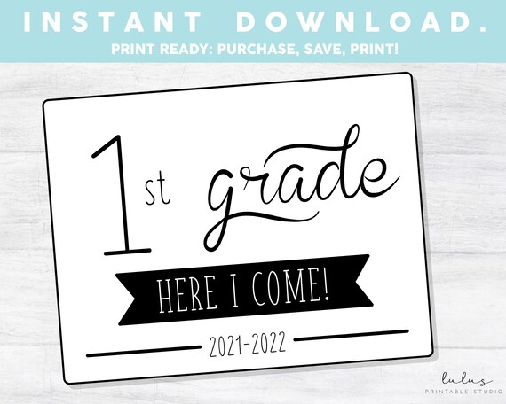 First Grade Here I Come First Day of School Sign Back to | Etsy