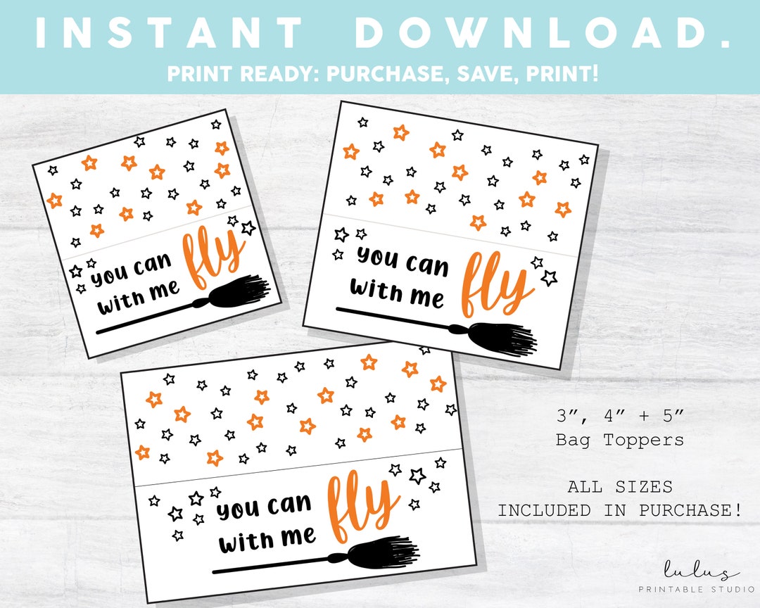 Halloween Treat Candy Goody Bag Topper, Printable Halloween Party Favor ...