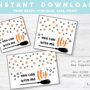 Halloween Treat Candy Goody Bag Topper, Printable Halloween Party Favor ...