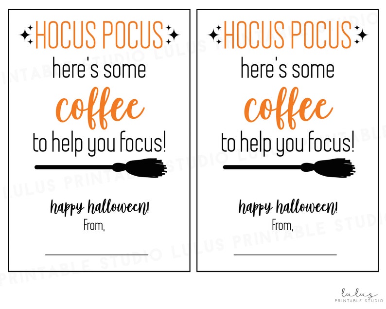 Halloween Gift Card for Teacher Hocus Pocus Here's Coffee | Etsy