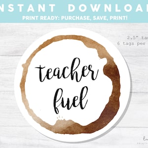 Teacher Gift Tag, Teacher Fuel, Teacher Appreciation Cookie Tag, Thank ...