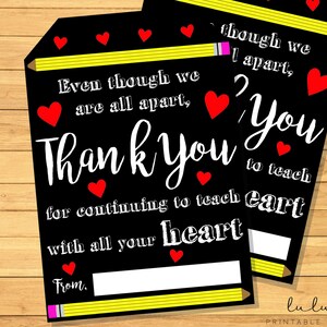Virtual Teacher Appreciation Printable, Thank You Note for Teacher From ...