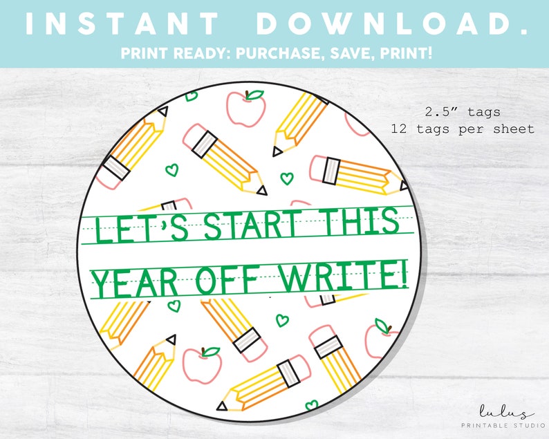 Teacher Appreciation Gift Tag First Day of School Lets Start | Etsy