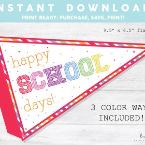 First Day of School Flag Printable, First Day of School Sign, Pennant ...